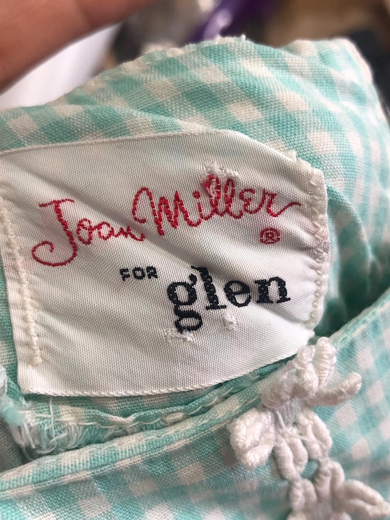 1950s JOAN MILLER for GLEN. Green and White. Gingham … - Gem