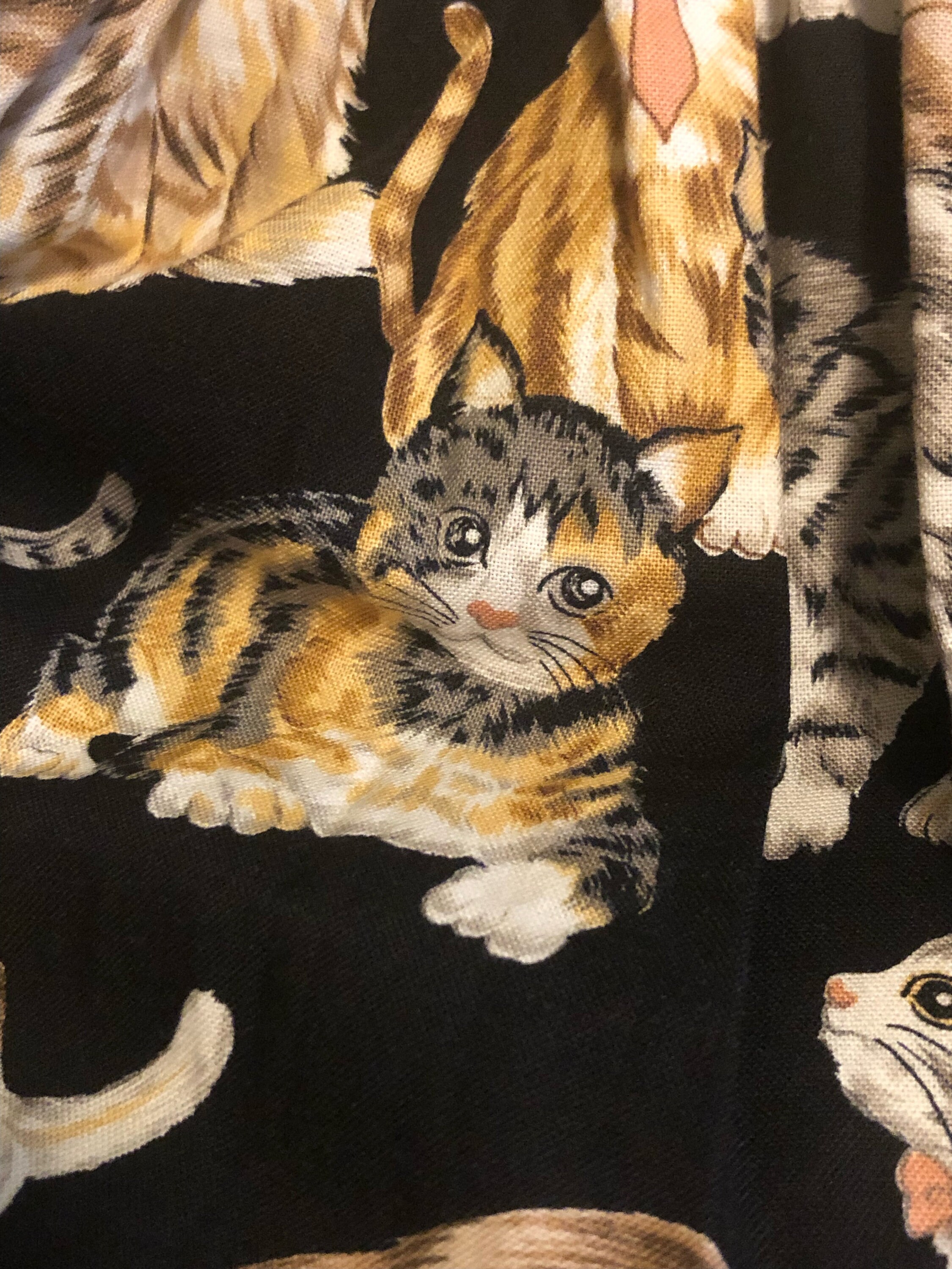 1990s Betsy's CATS All Over KITTEN KITTIES Printed Black Pinafore With ...