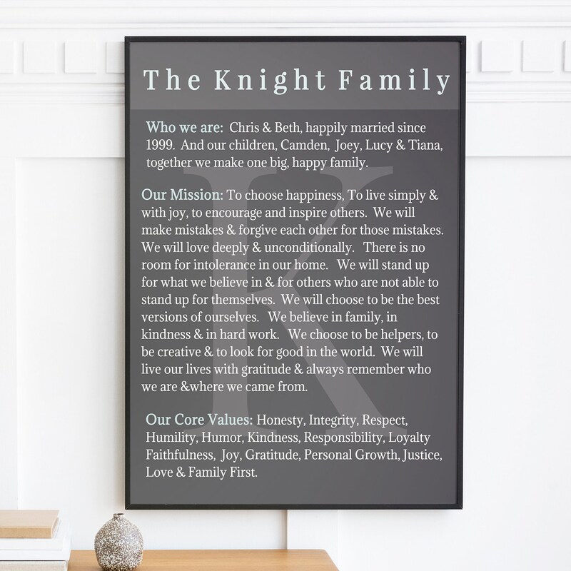Family Mission Statement - Etsy