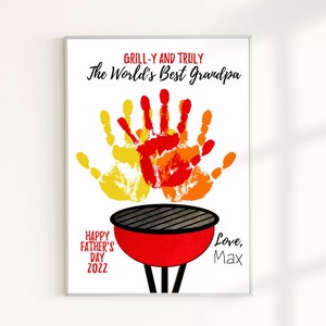 Father's Day Handprint Grill Gift for Grandpa: Kids DIY Craft (digital ...