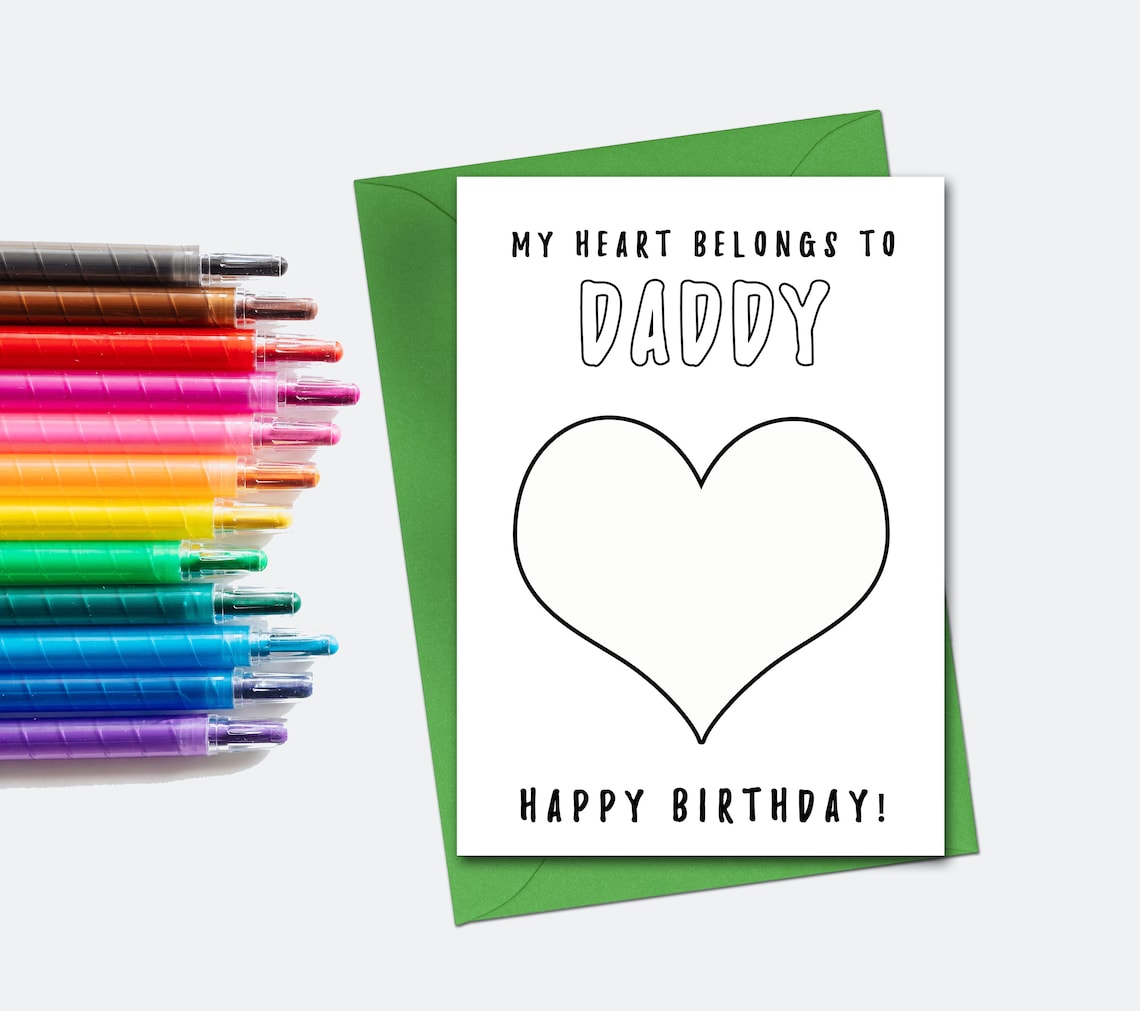 Birthday Coloring Card for Daddy, Downloadable Birthday Card From ...