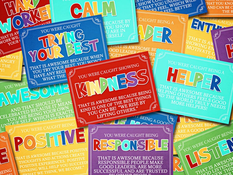 You Were Caught Cards, Student Kindness Cards From Teachers, Printable ...