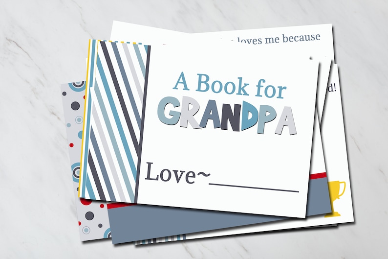 Printable Grandpa Book, Fathers Day Crafts, Personalized Birthday ...