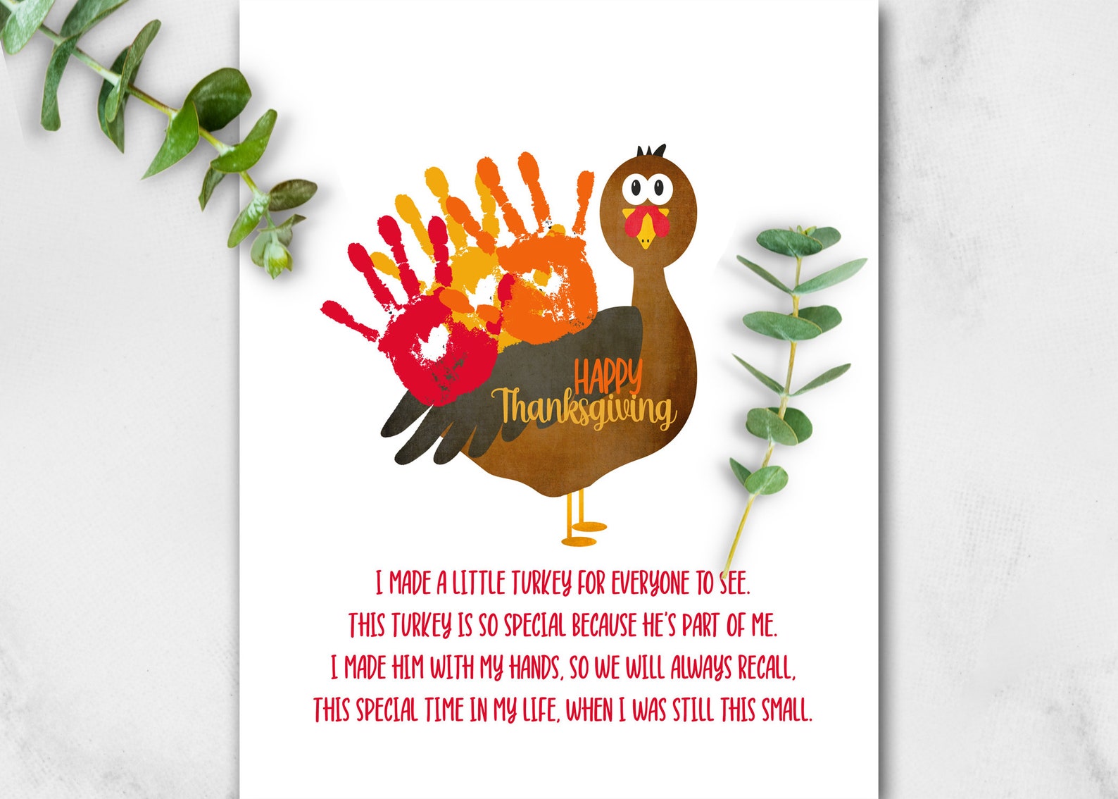 Turkey Handprint Craft Thanksgiving Crafts for Kids Fall - Etsy
