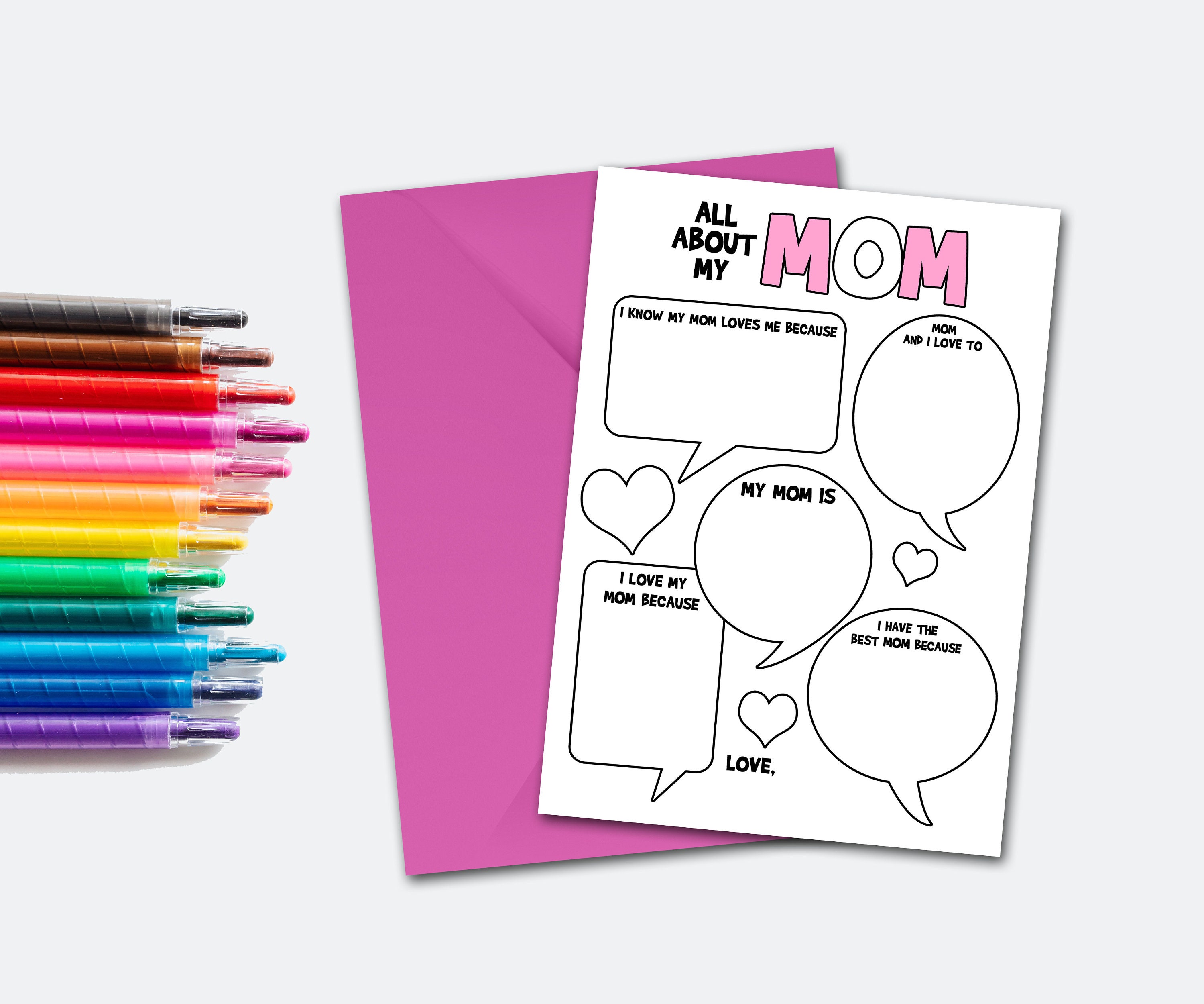 Mom Coloring Page, Printable Mothers Day Card for Mom From Daughter ...