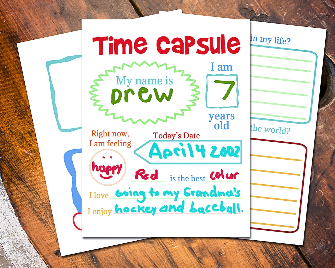 Printable Time Capsule for Kids Homeschool Learning - Etsy Canada
