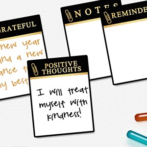 Printable Planner Cards With Inspirational Quotes, Black and Gold ...