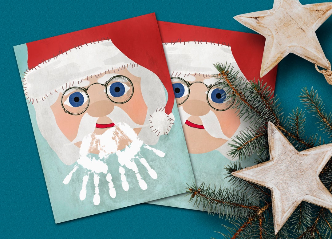 Santa Decor, Christmas Handprint Craft, Xmas Decoration, Printable Kids ...