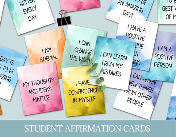 Student Affirmation Cards Social Emotional Learning Back to - Etsy