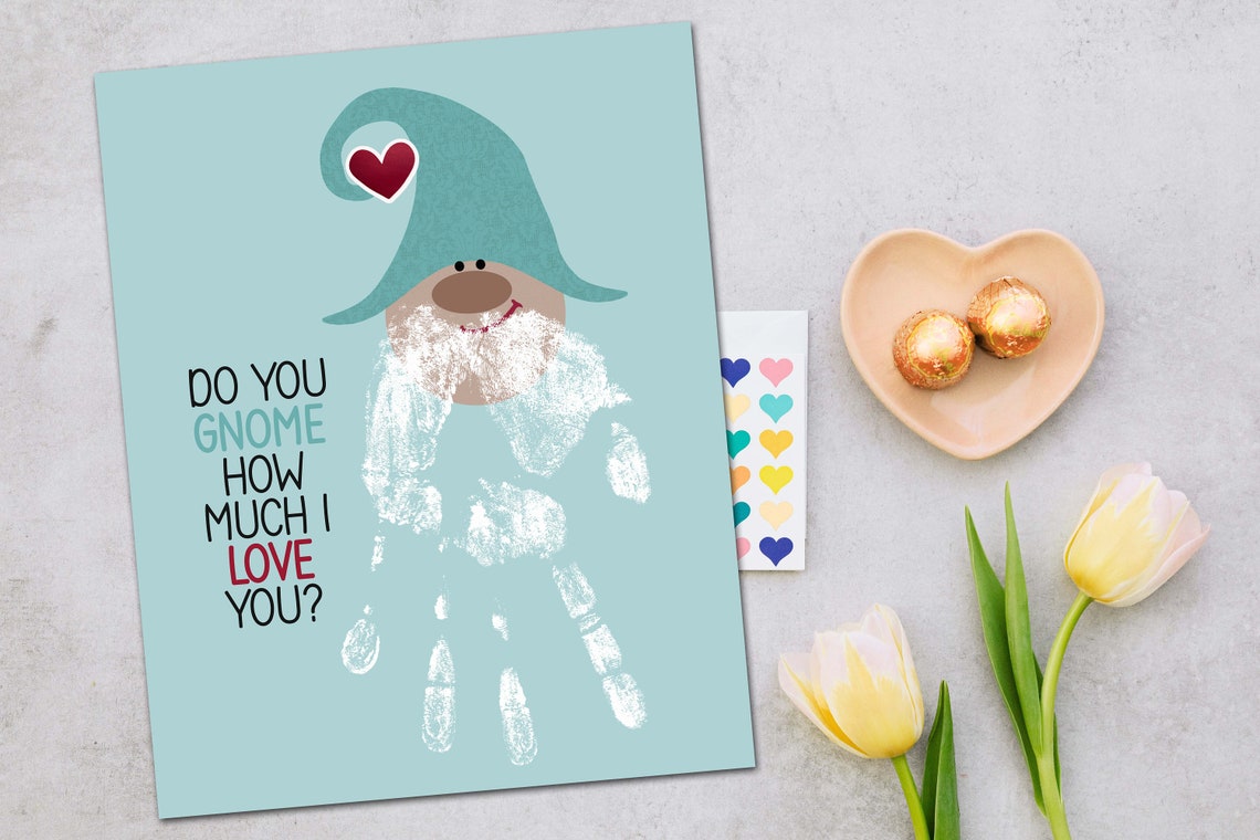 Gnome Handprint Craft for Kids Valentine's Day Gift for | Etsy
