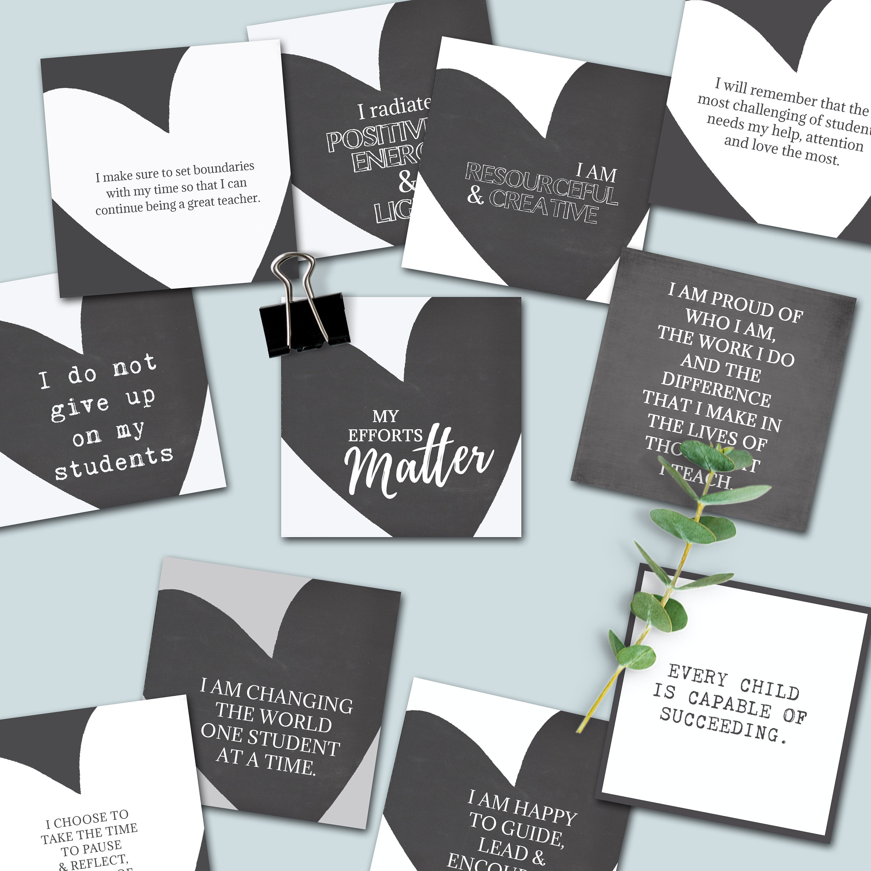 Teacher Affirmation Cards: Positive Daily Inspiration (digital Download ...