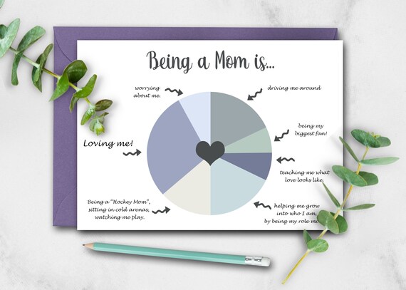 Printable Pie Chart Card Cute Mother's Day Card From | Etsy