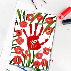 Remembrance Day Craft, Kids DIY Handprint Art, Memorial Day Activity ...