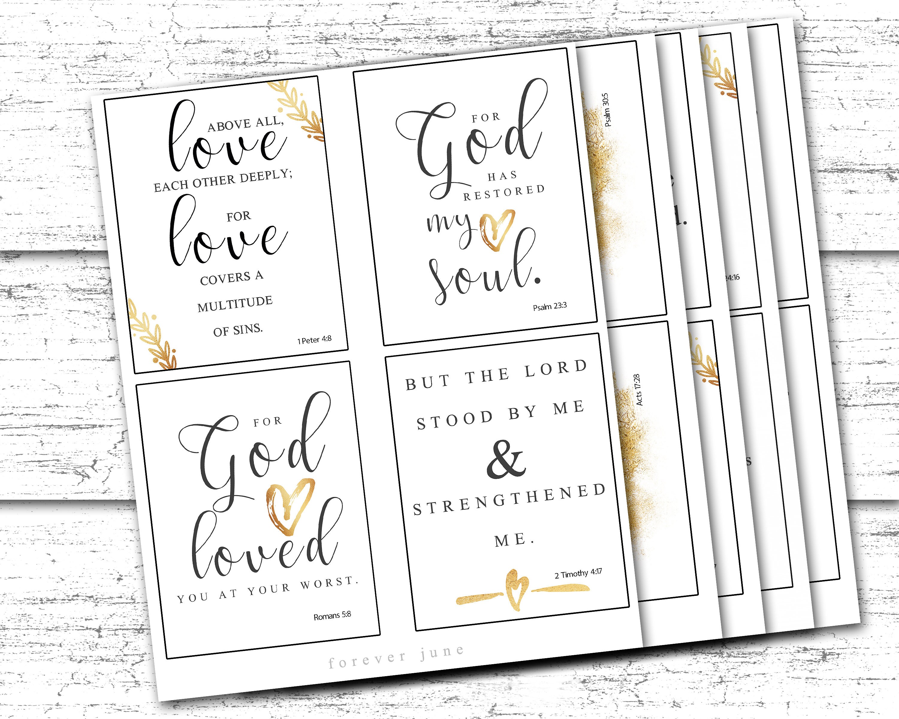 Printable Scripture Cards, Gold and Black Prayer Journal Cards for ...