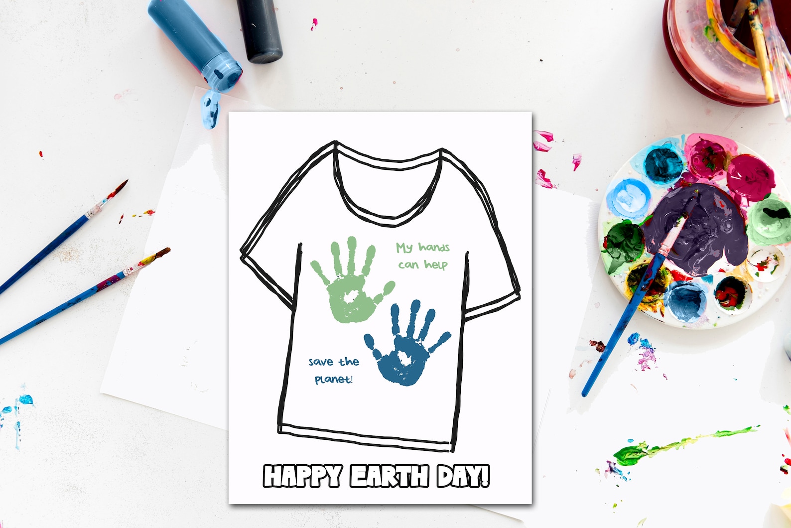 Earth Day T-shirt Design Activity: Classroom Handprint Art (digital ...