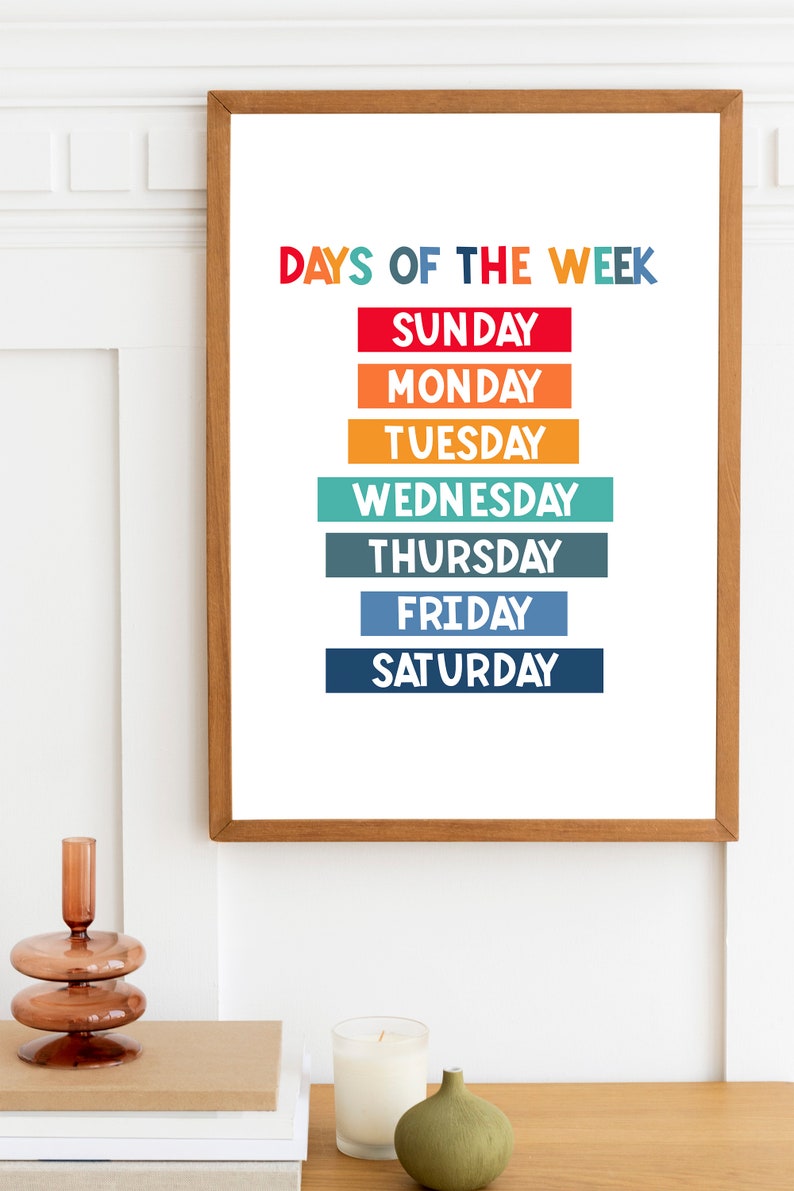Printable Days of the Week Poster Preschool Classroom Wall - Etsy Canada