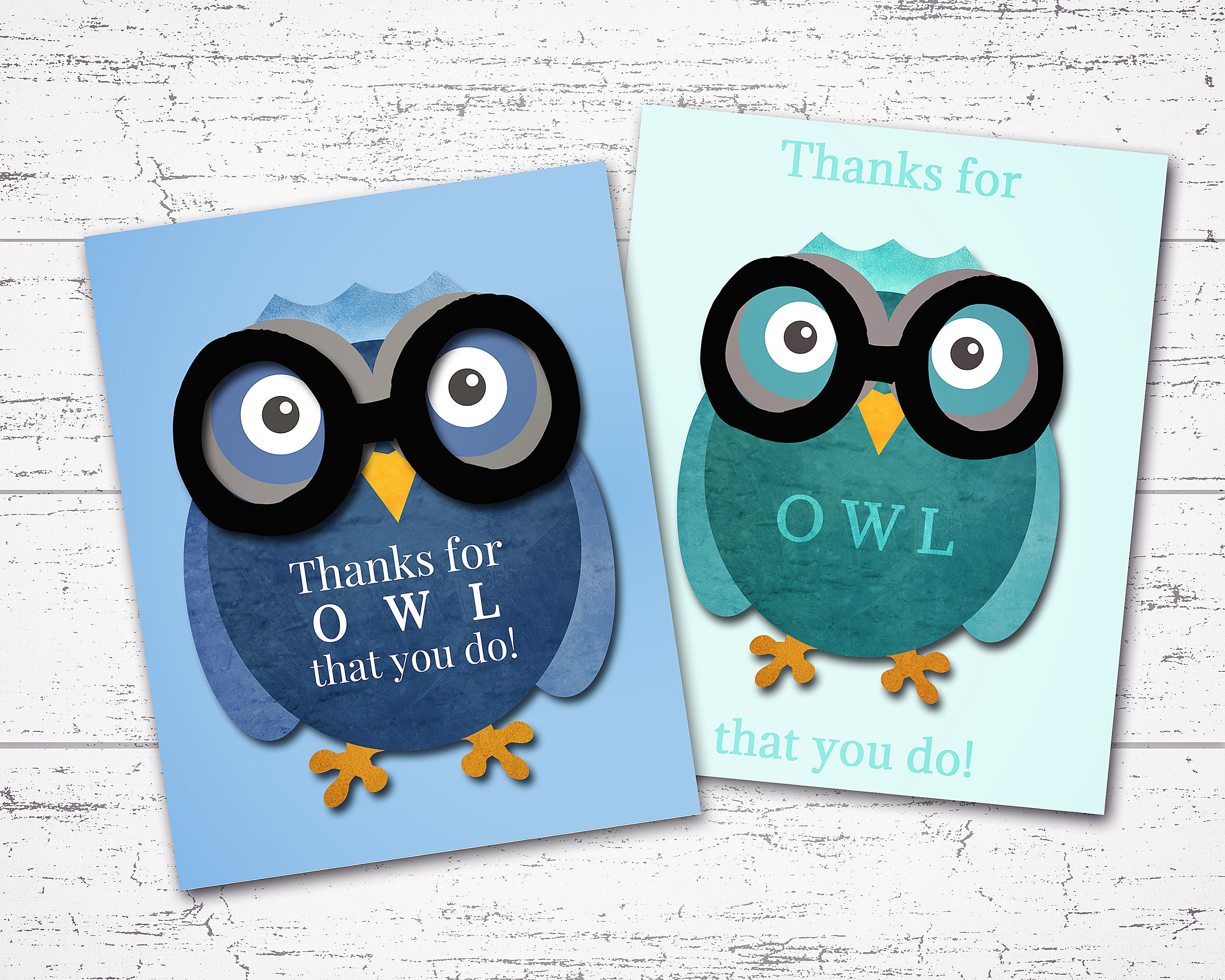 Teacher Thank You Card, Printable Teacher Appreciation Card, Cute Owl ...