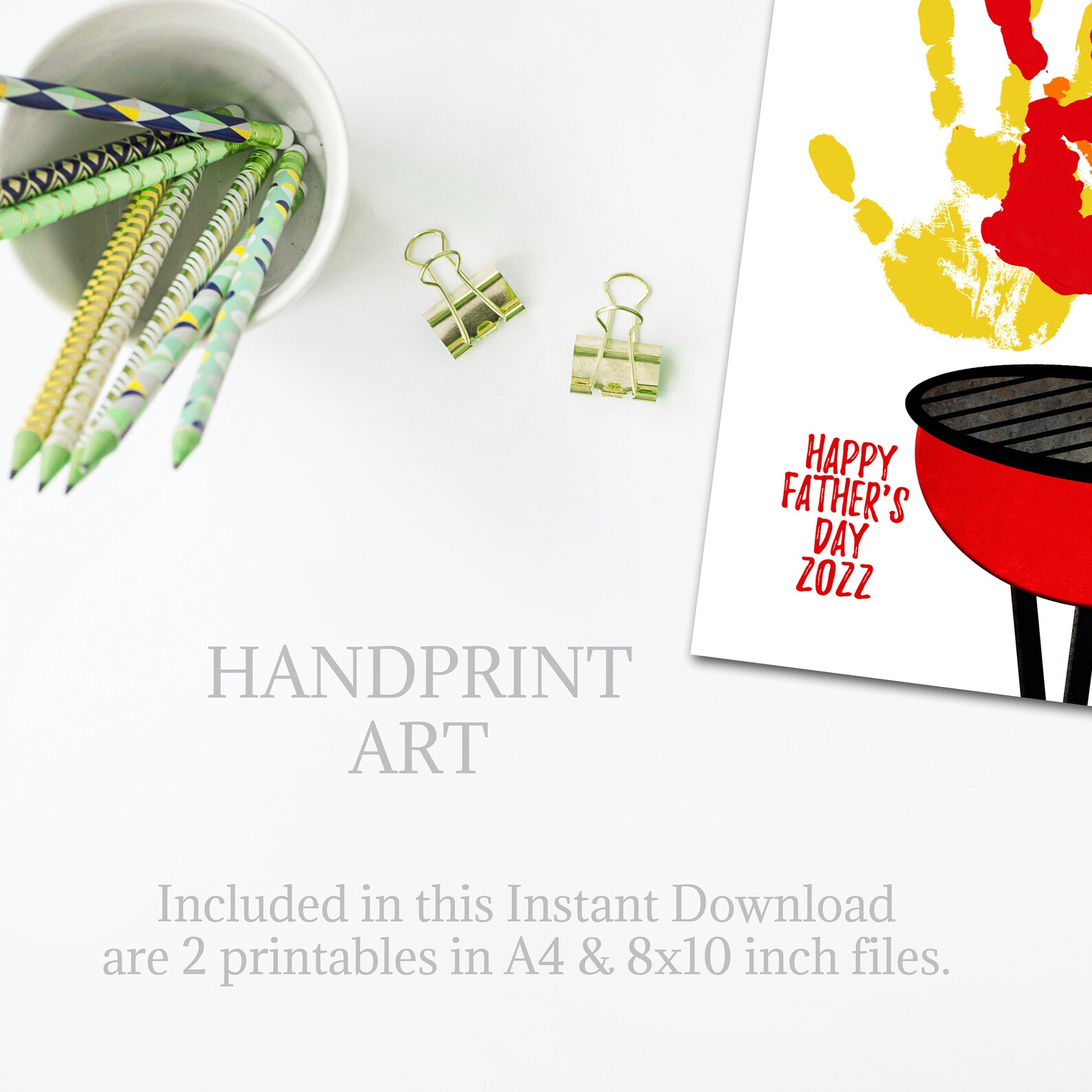 Father's Day Handprint Grill Gift for Grandpa: Kids DIY Craft (digital ...