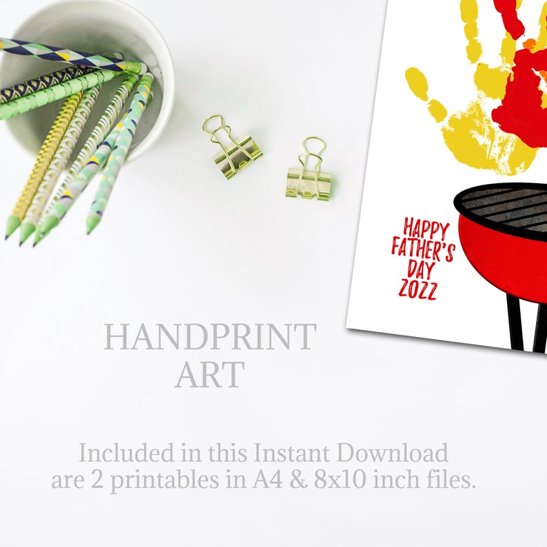Father's Day Handprint Grill Gift for Grandpa: Kids DIY Craft (digital ...