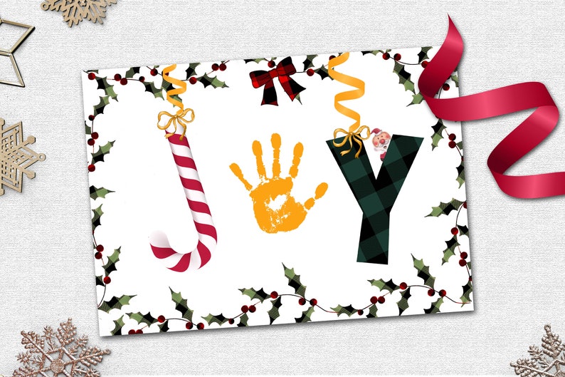 Christmas Handprint Printable Kids Xmas Craft DIY Card | Etsy