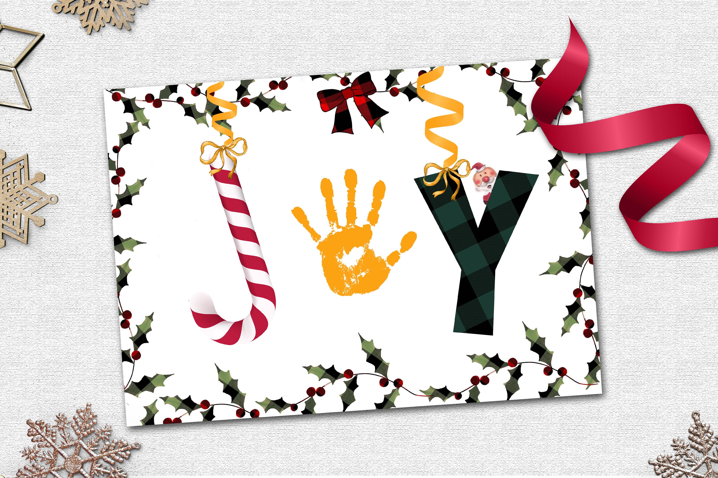 Christmas Handprint Printable, Kids Xmas Craft, DIY Card Making Kit ...