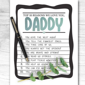 Daddy Top 10 List, Ten Reasons I Love You, Fathers Day Gift From ...