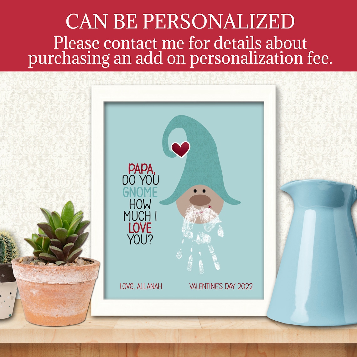 Gnome Handprint Craft for Kids Valentine's Day Gift for | Etsy