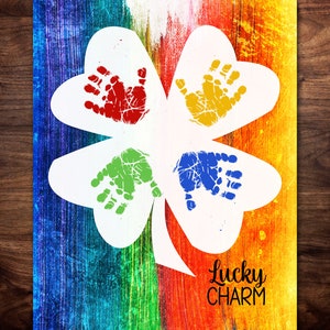 St. Patrick's Day Rainbow Handprint Craft for Kids, DIY Shamrock Art ...