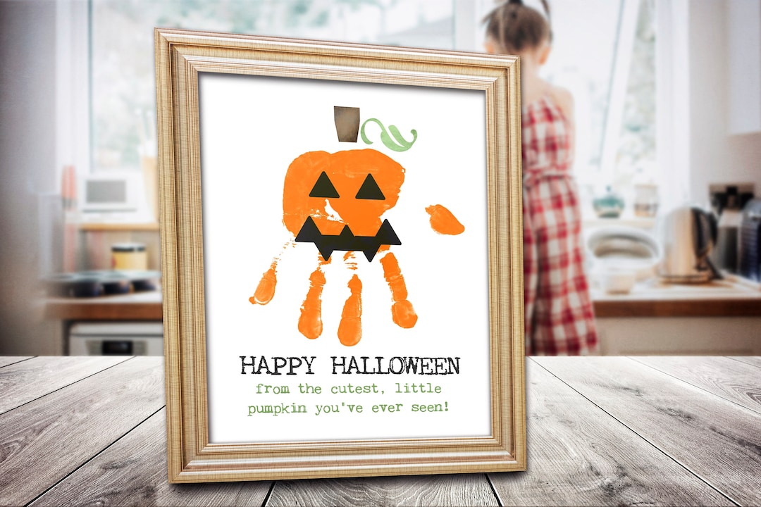 DIY Handprint Art, Halloween Decor, Pumpkin Print, Halloween Party ...