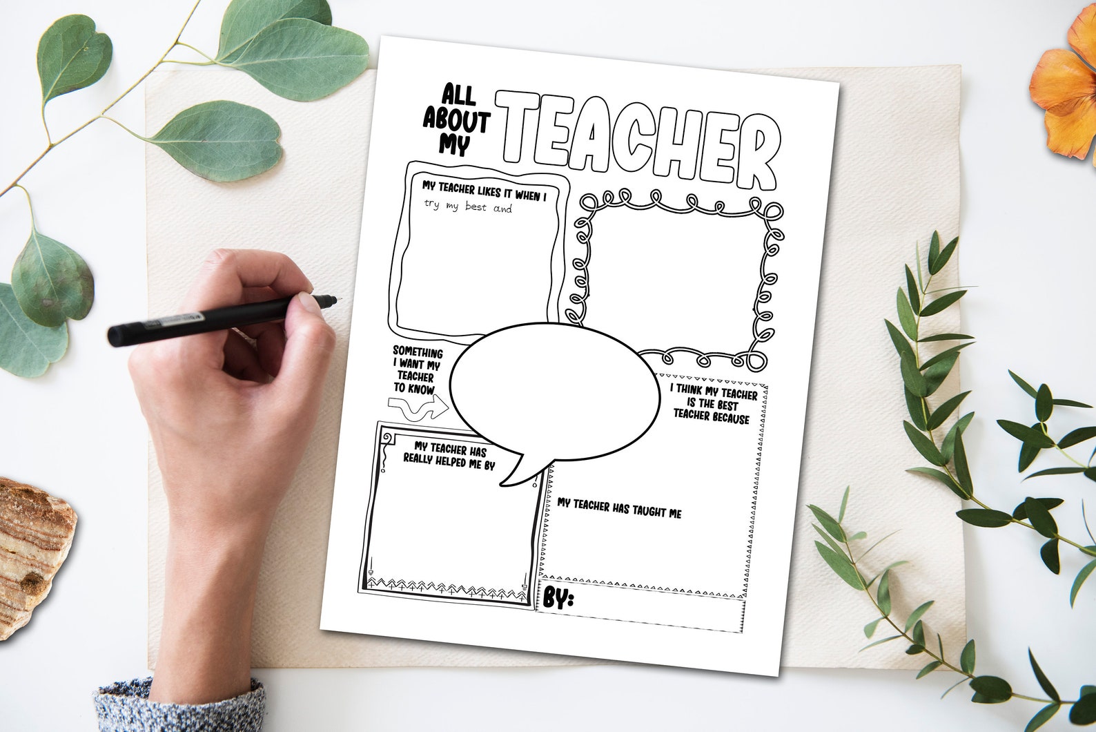 All About My Teacher Printable Teacher Appreciation Teacher - Etsy