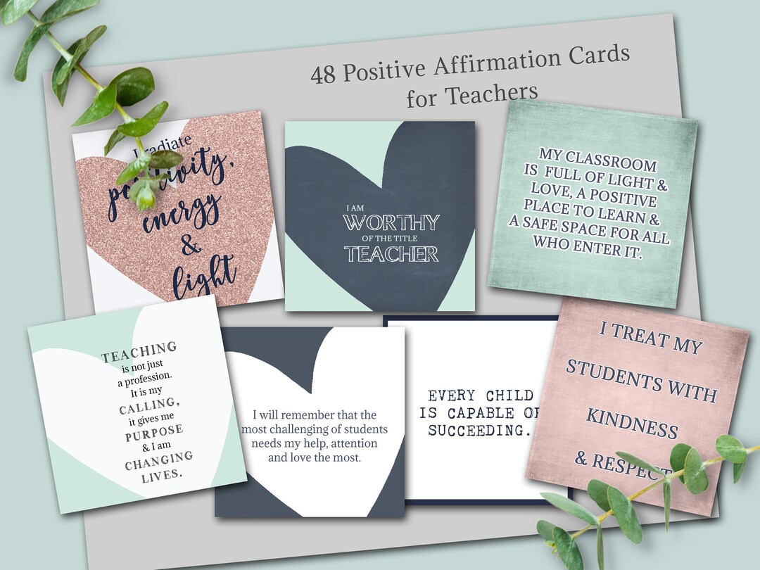 Teacher Affirmation Cards: Positive Encouragement, Mindfulness Gift ...