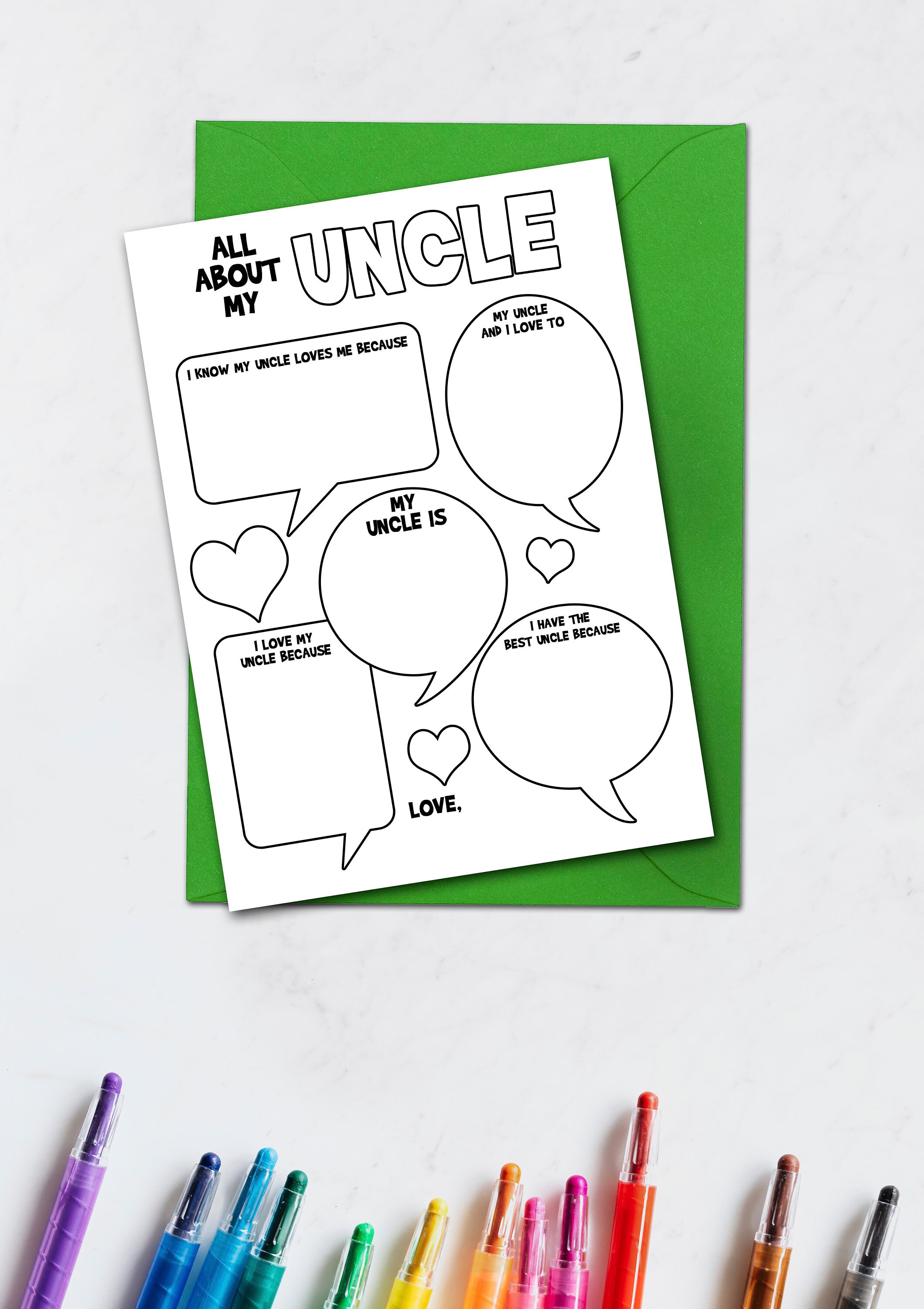 Uncle Gifts, Printable Uncle Birthday Card From Niece, Personalized ...