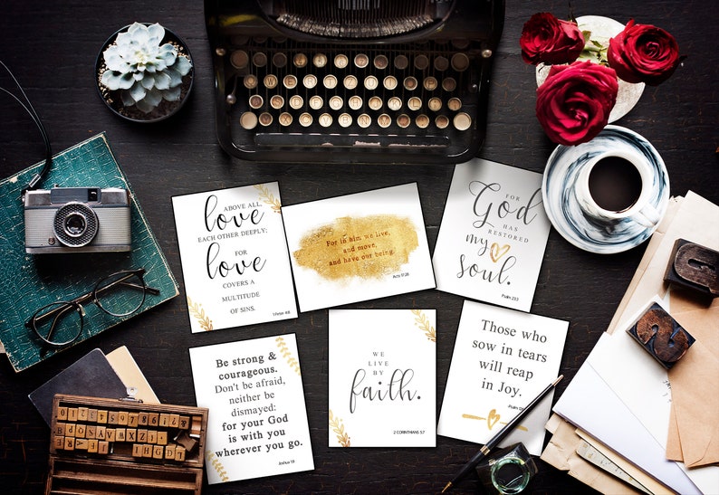 Printable Scripture Cards, Gold and Black Prayer Journal Cards for ...