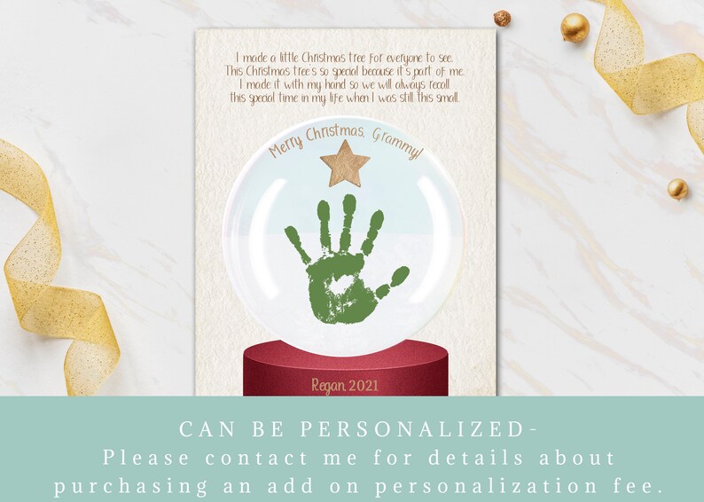 Christmas Handprint Printable, Snow Globe Craft for Kids, Personalized ...