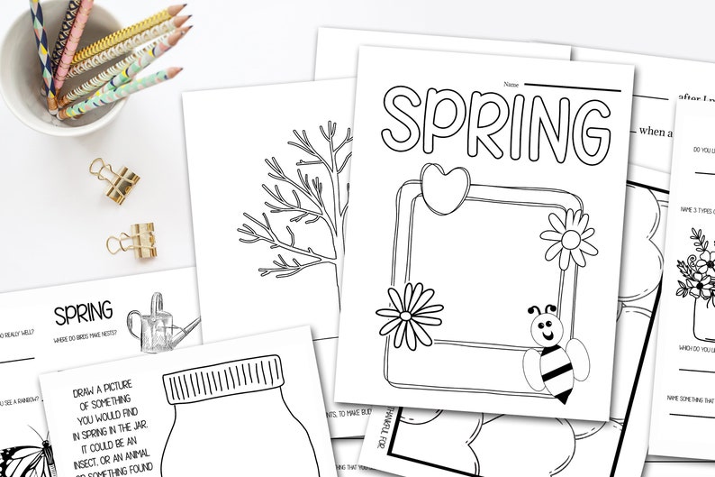 Spring Worksheet Set for Kids Printable March Break Activity | Etsy