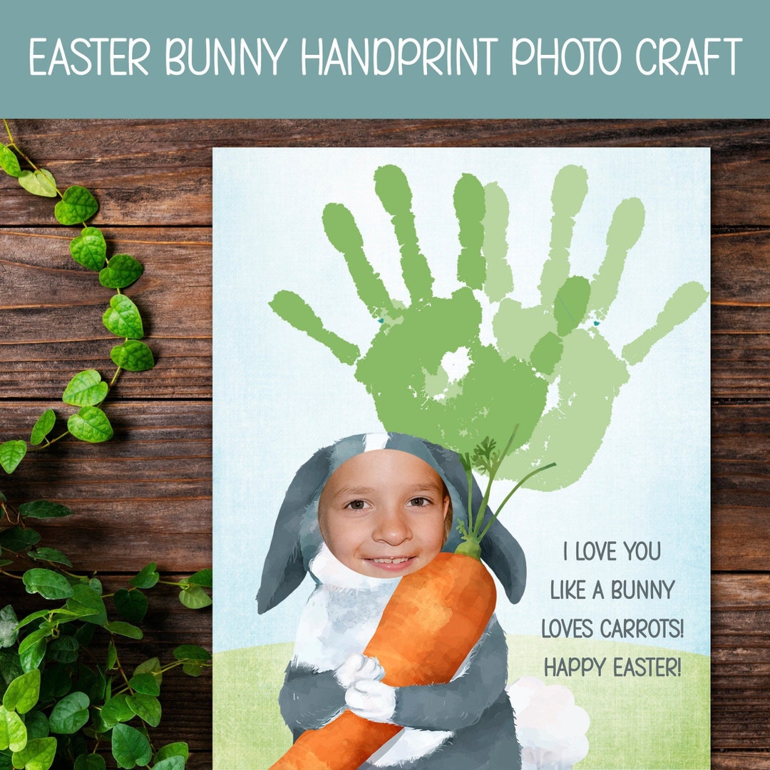 Easter Bunny Photo Craft, DIY Handprint Art for Kids, Preschool ...