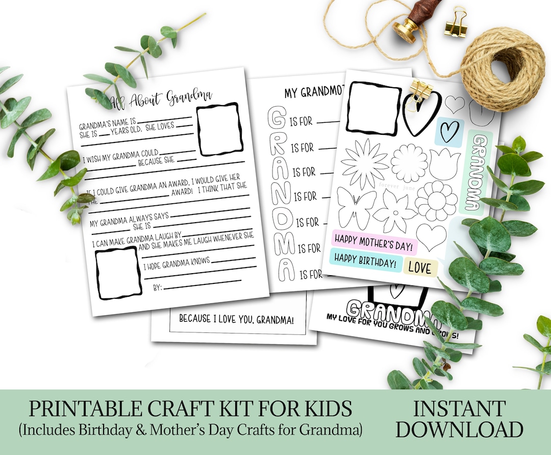 DIY Craft Kit for Kids, Unique Birthday Gift for Grandmother, Instant ...