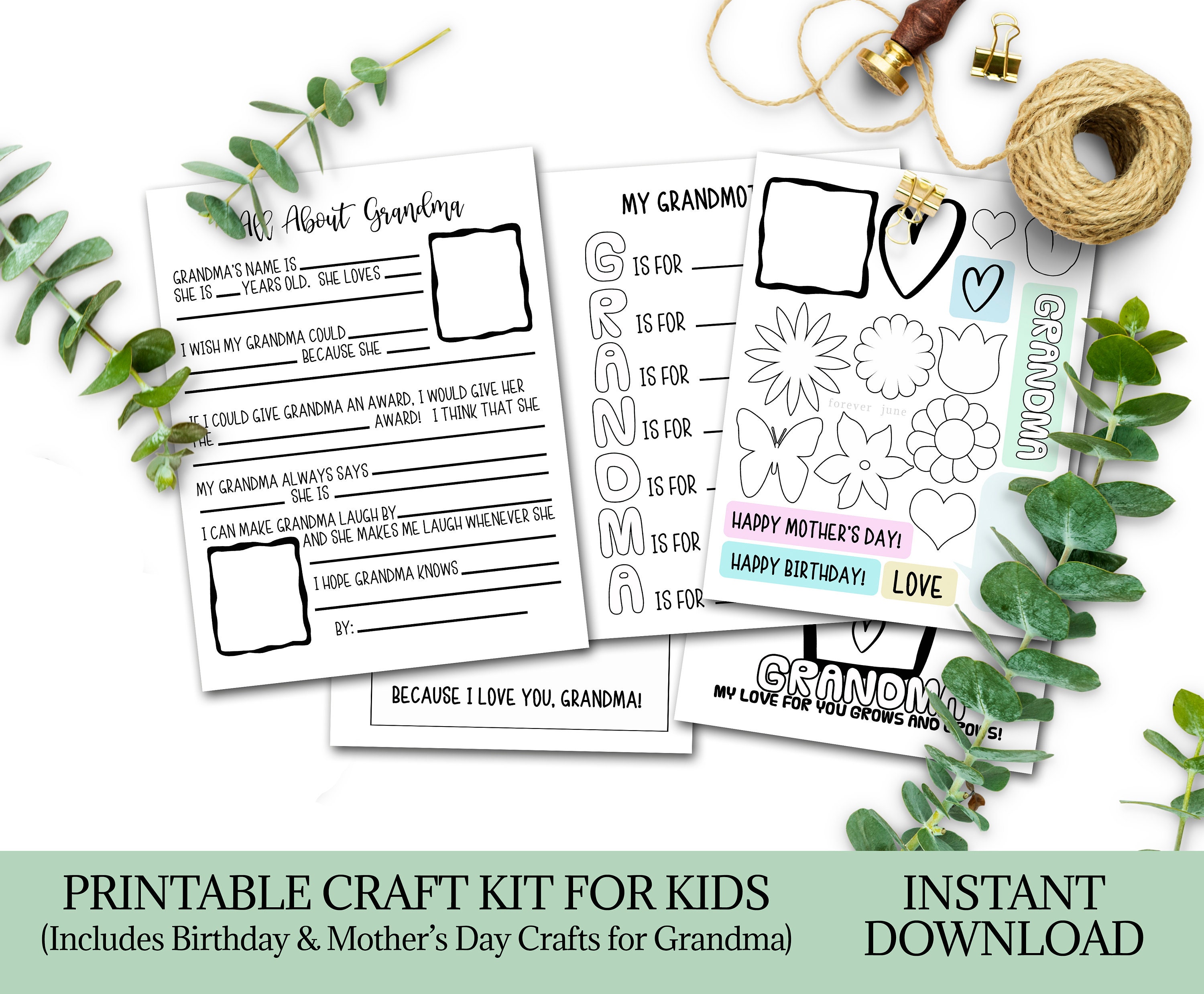 DIY Craft Kit for Kids, Unique Birthday Gift for Grandmother, Instant ...