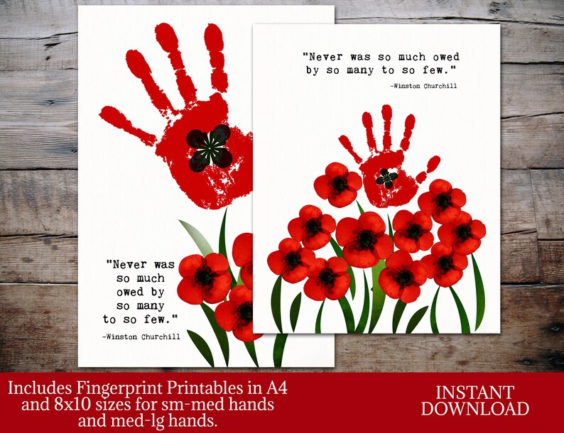 Remembrance Day Classroom Decor Kids Handprint Craft Poppy - Etsy