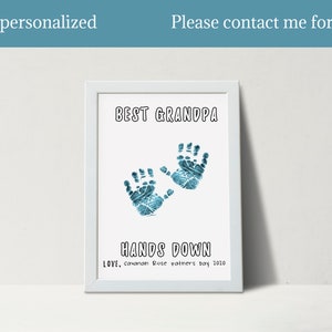Printable Handprint Craft, Best Grandpa Hands Down, Birthday Gift for ...