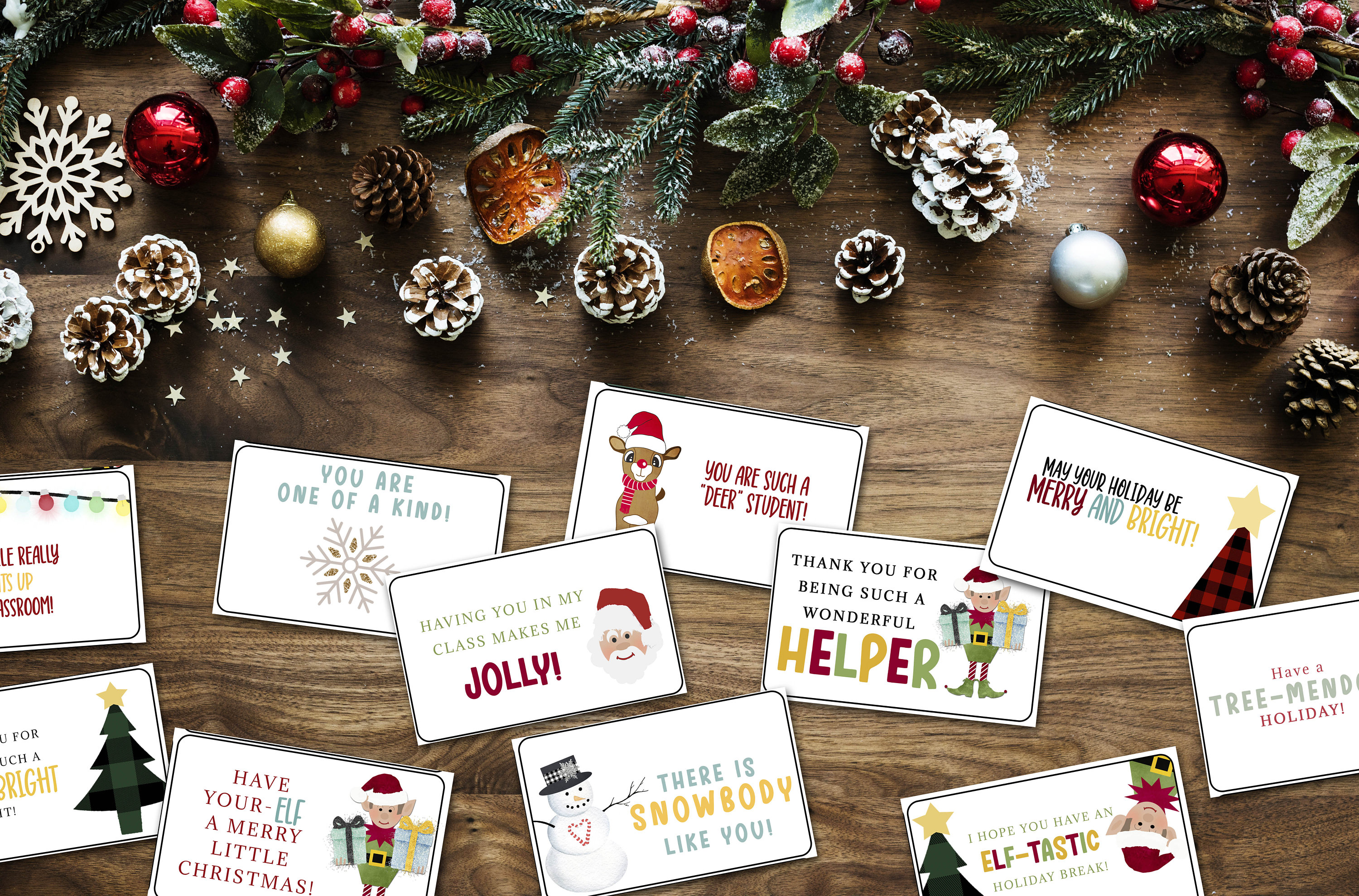 Printable Christmas Cards From Teacher to Students. Holiday Stationary ...