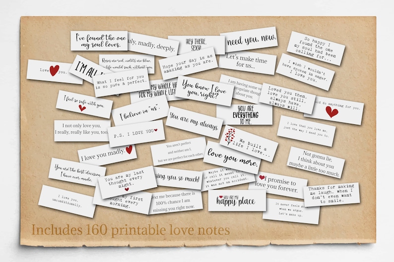 Printable Love Notes Romantic Mini Cards for Husband Unique | Etsy