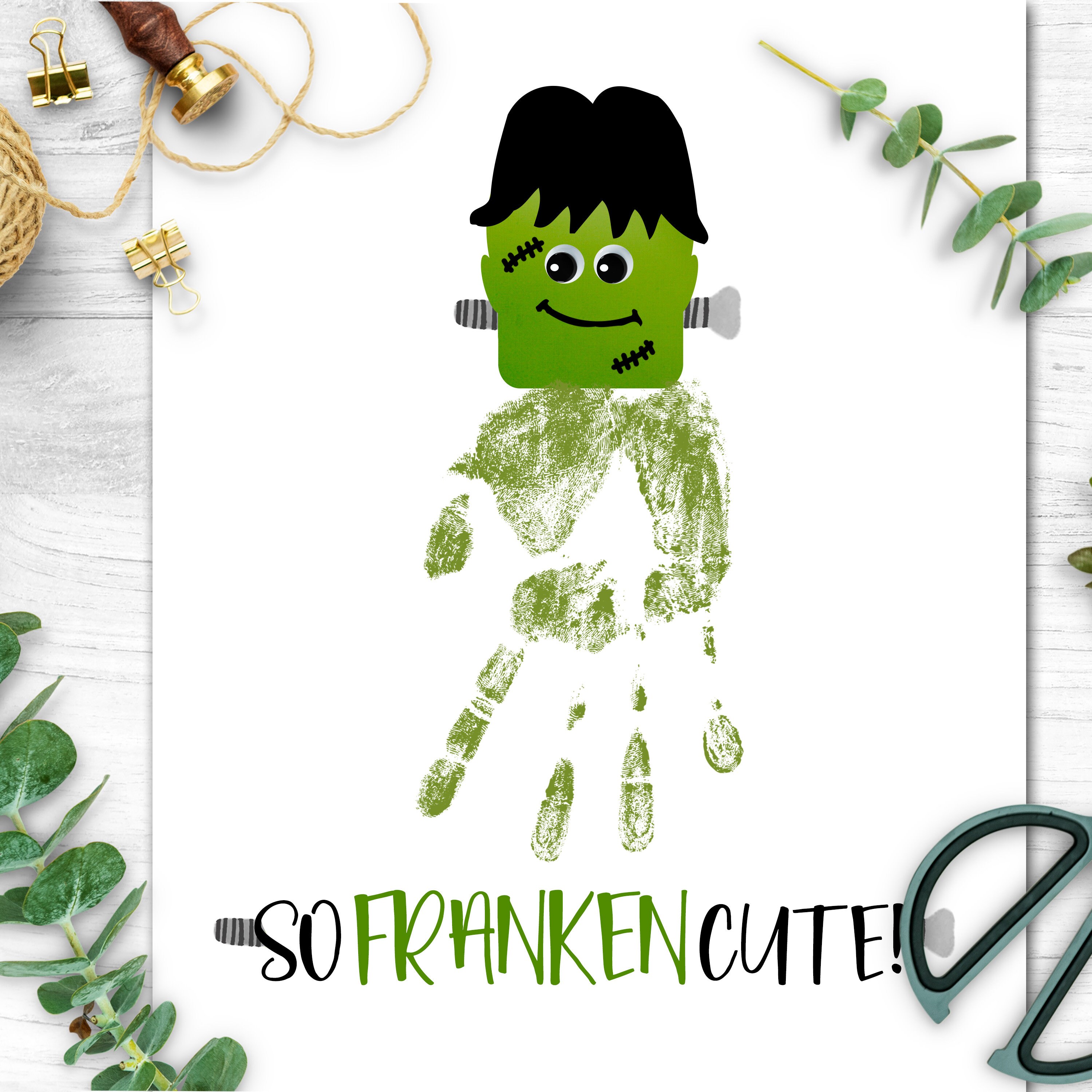 Frankenstein Handprint Art DIY Halloween Crafts for Kids - Etsy