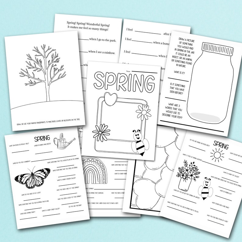 Spring Worksheet Set for Kids, Printable March Break Activity Pages ...
