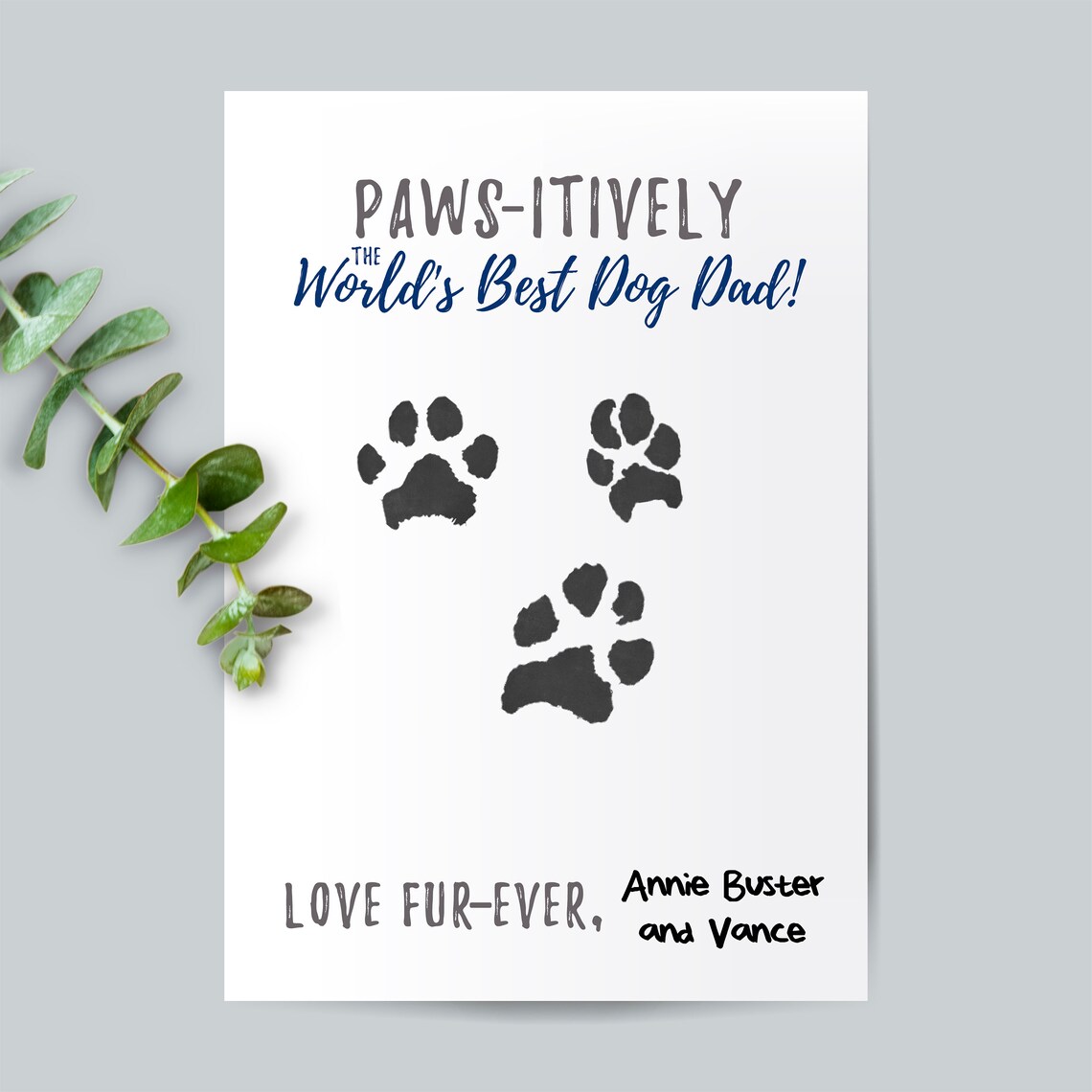 Dog Dad Gift, DIY Paw Print Keepsake, Instant Download, Paw Print ...