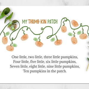 Ten Little Pumpkins Thumbprint Art, Preschool Printable, Kindergarten ...