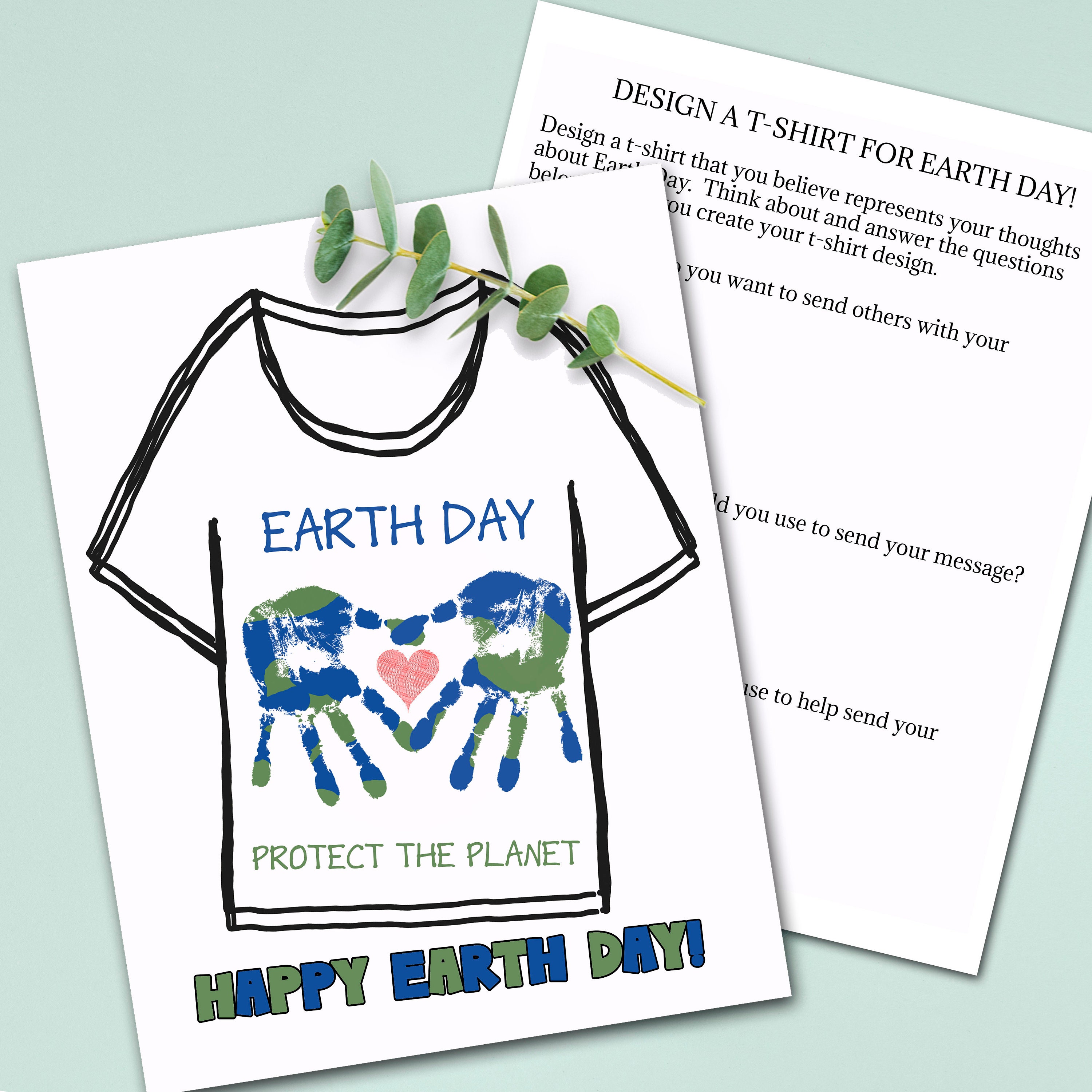 Earth Day T-shirt Design Activity: Classroom Handprint Art (digital ...
