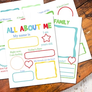 All About Me Book, Kids Time Capsule, Homeschool Printables, Instant ...