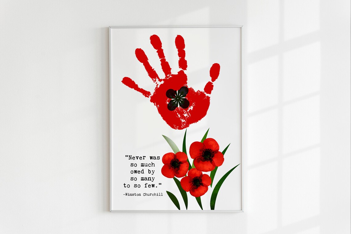 Remembrance Day Classroom Decor Kids Handprint Craft Poppy - Etsy