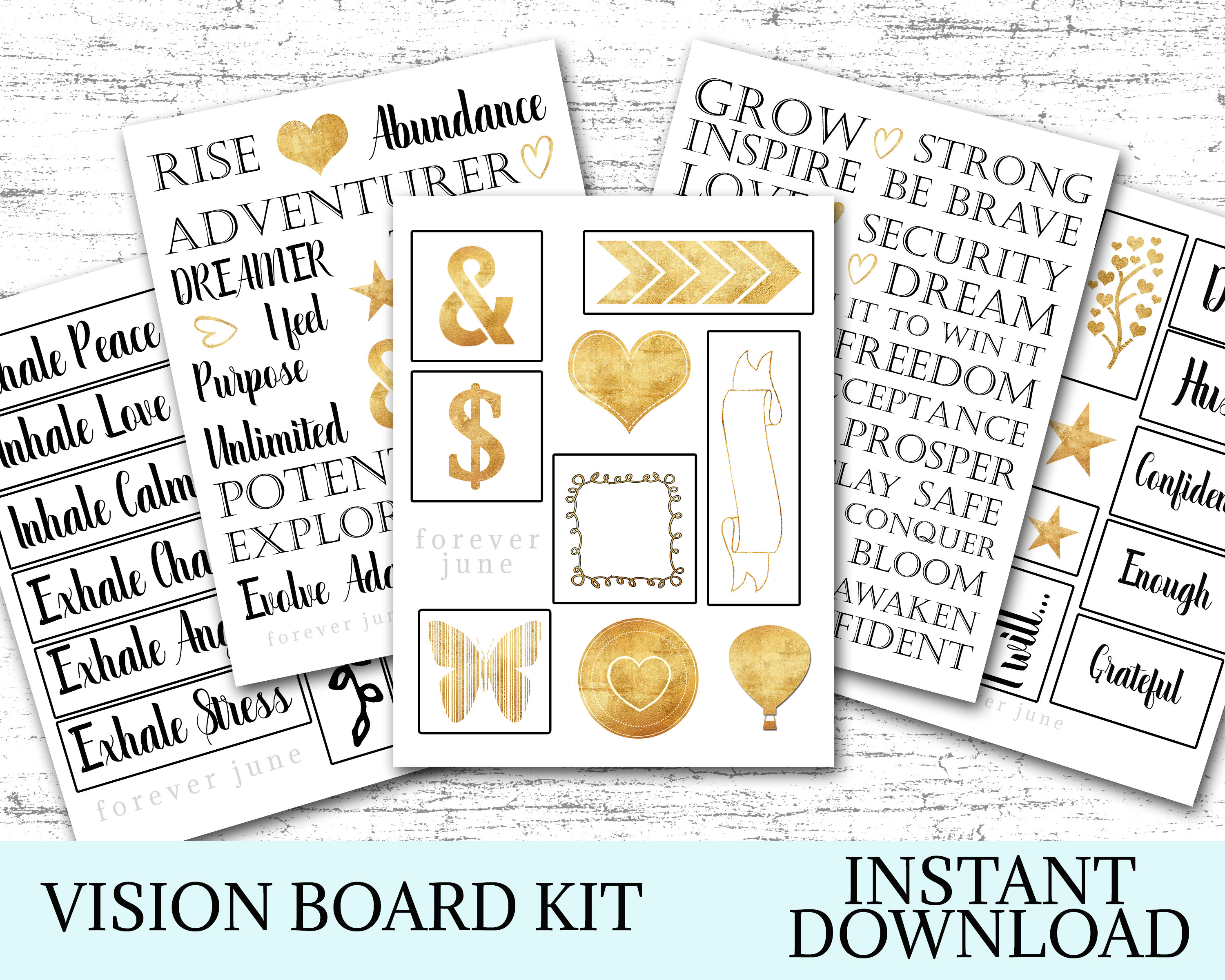 Vision Board Kit, Manifest Board, Vision Board Printables, Motivational ...